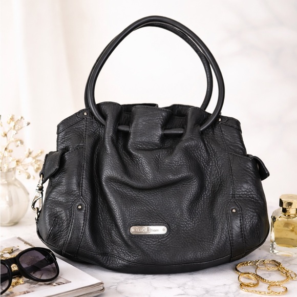 Cole Haan | Bags | Cole Haan Black Pebbled Leather Shoulder Bag Large ...